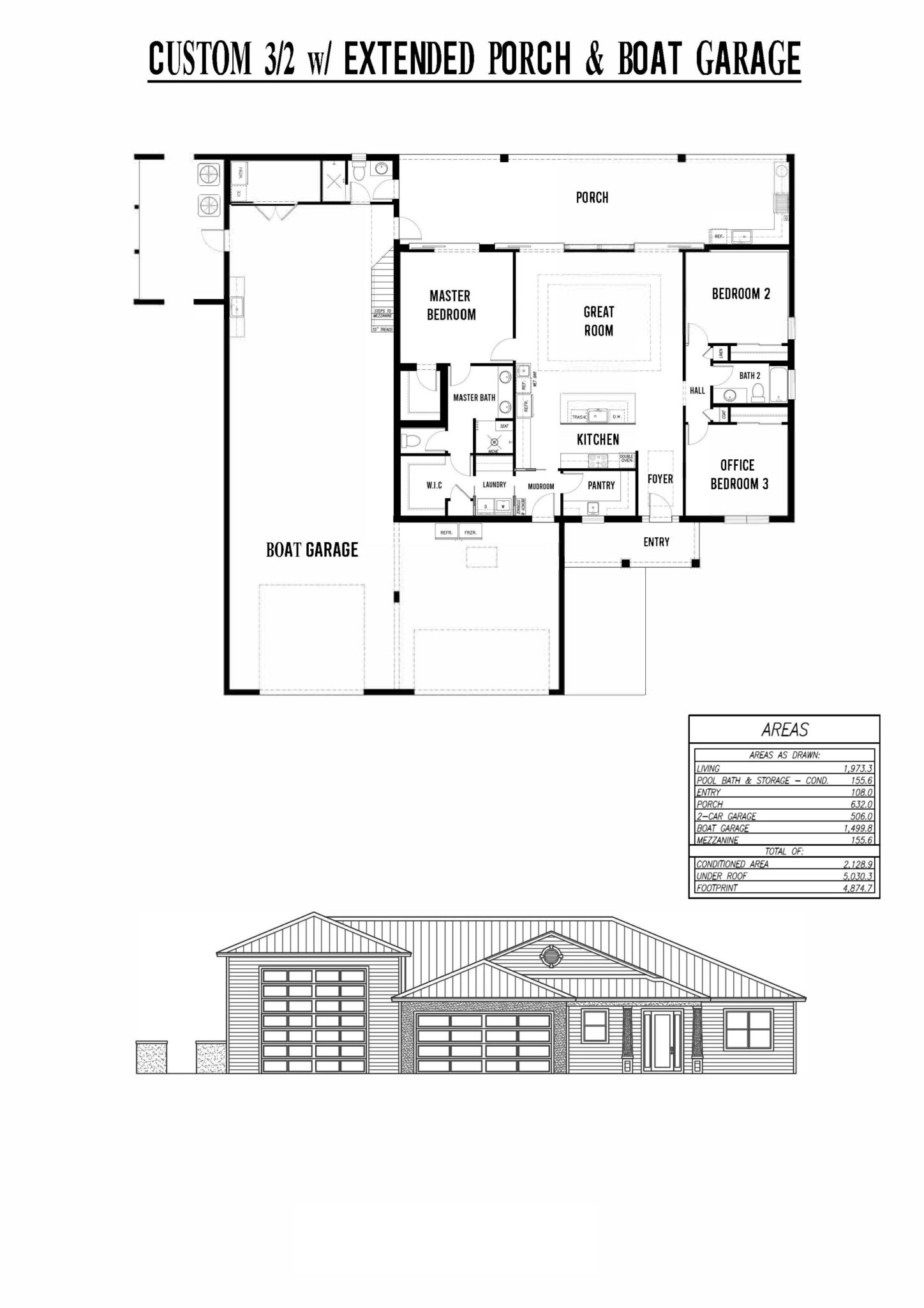 The Ocean XL with Boat Barn - Elliot Meadows Custom Homes